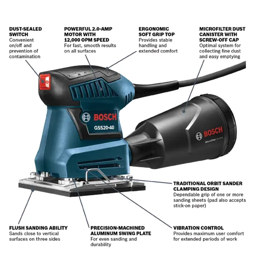 GSS20-40 1/4-Sheet Orbital Finishing Sander